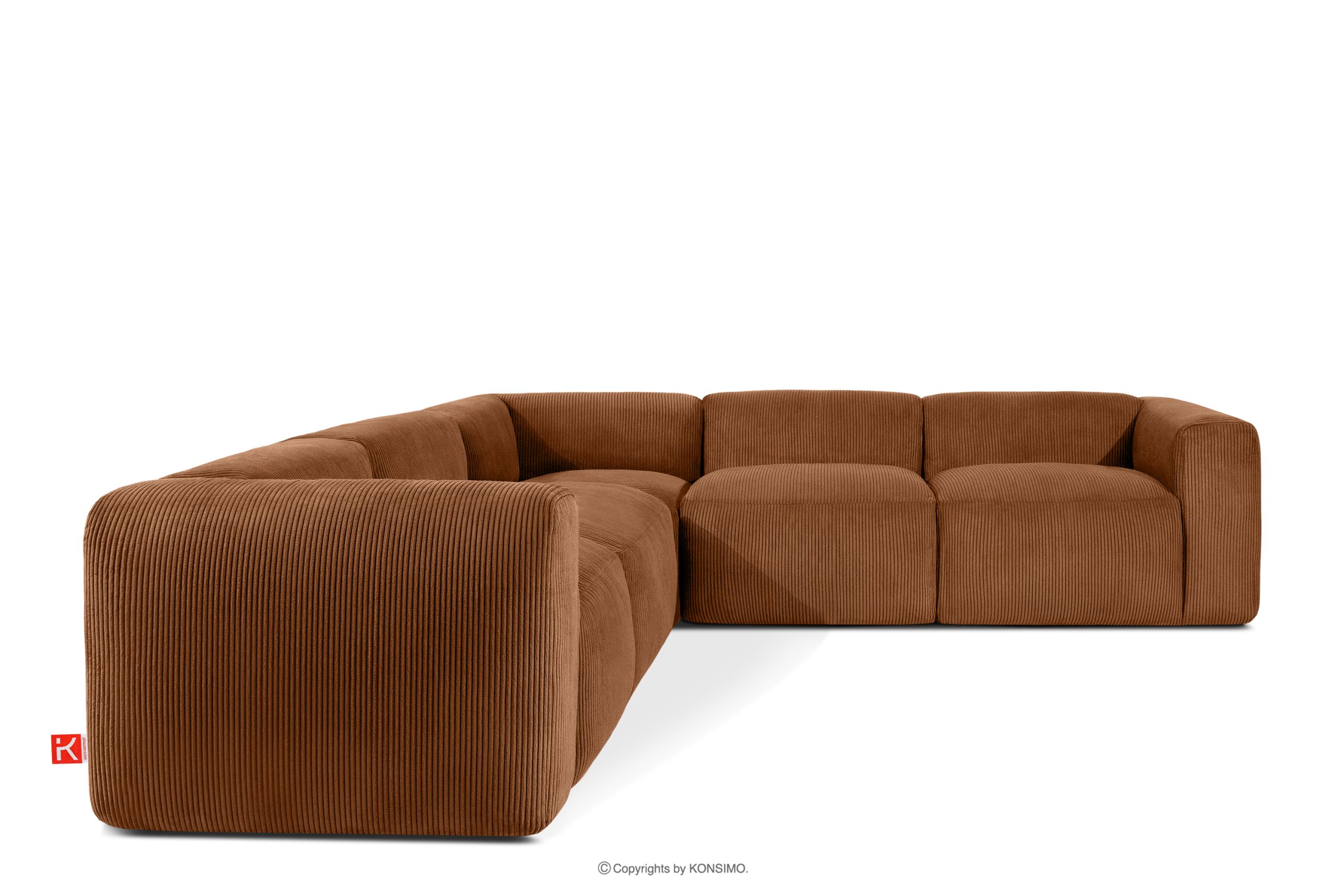 Großes modulares Ecksofa aus Kordstoff rot BUFFO - Farbe rot - KONSIMO. Online-Möbelshop